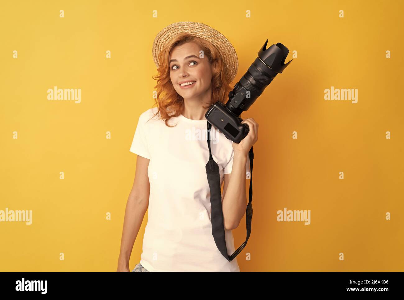 cheerful amateur and professional photography. summer shooting session ...