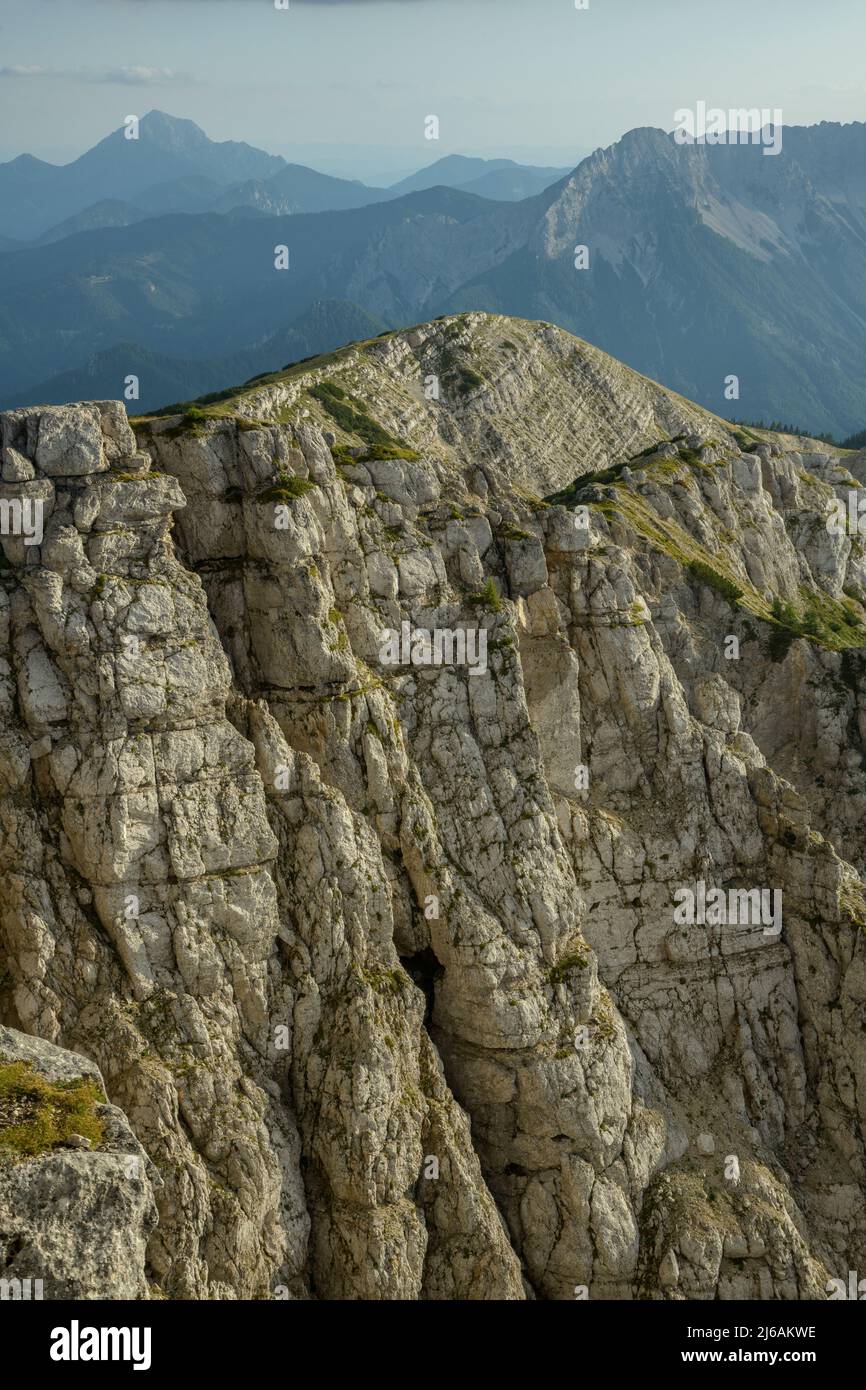 A high limestone mountain, Hochobir, (2139m) in the Karawanken ...