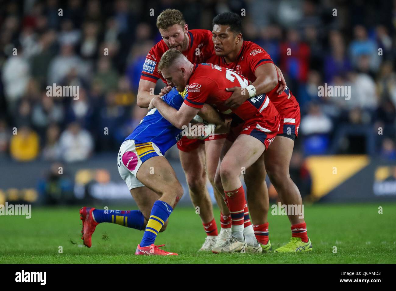 Rowan Milnes (21) of Hull KR, Albert Vete (8) of Hull KR and Jimmy ...