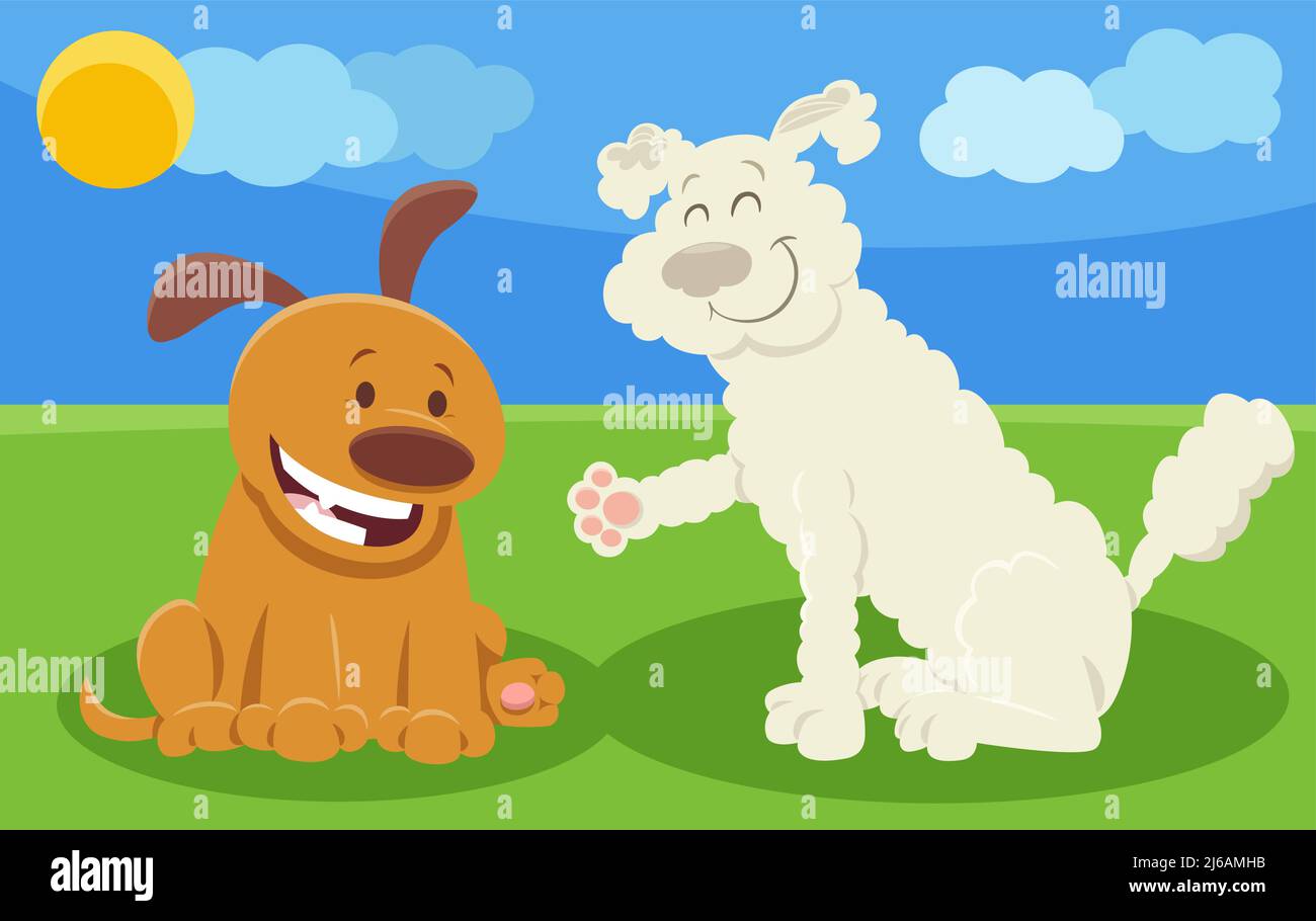 Dogs Playing Together Cartoon