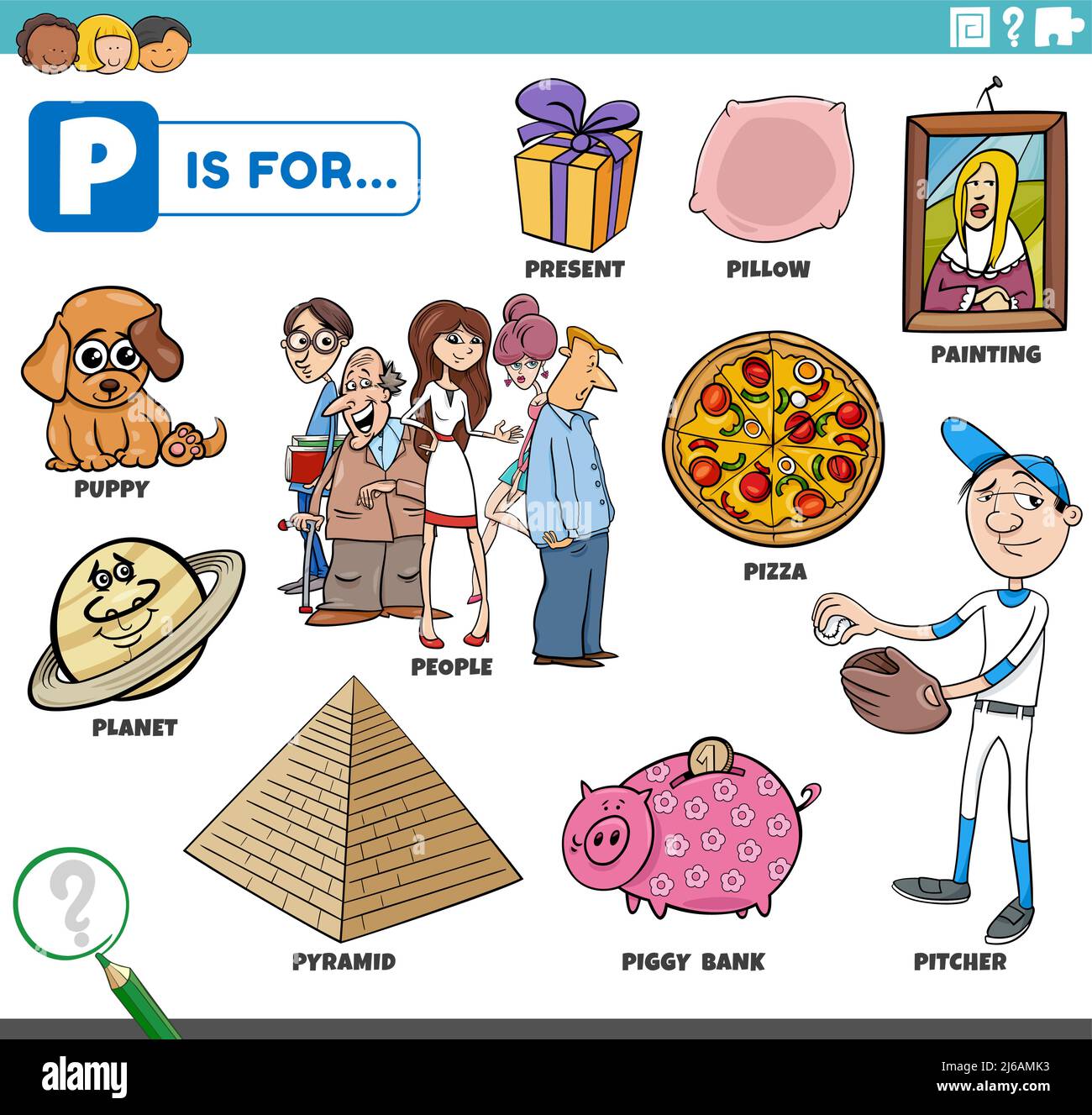 educational cartoon illustration for children with comic characters and ...