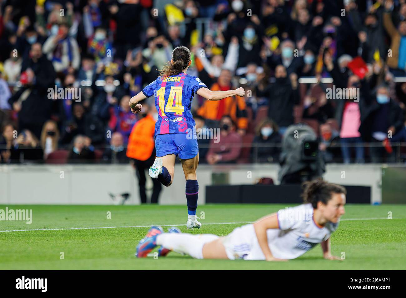 BARCELONA - MAR 30: Aitana Bonmati celebrates after scoring a goal ...