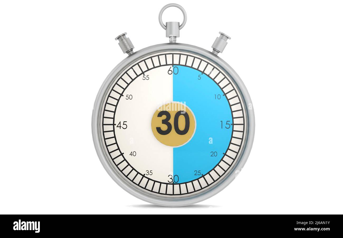 Stopwatch with 30 min left, 3d rendering Stock Photo - Alamy