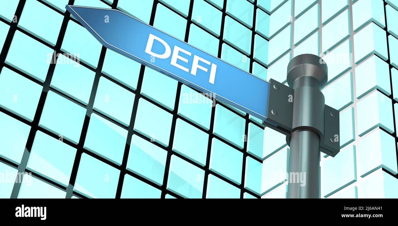 Defi road sign with building facade, 3d rendering Stock Photo - Alamy