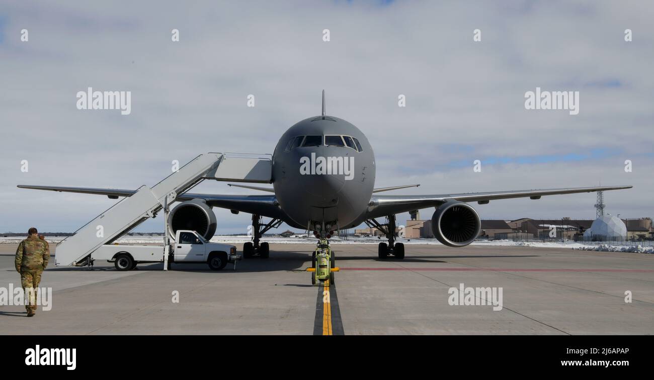 A KC-46 Pegasus aircraft from the 905th Air Refueling Squadron located ...