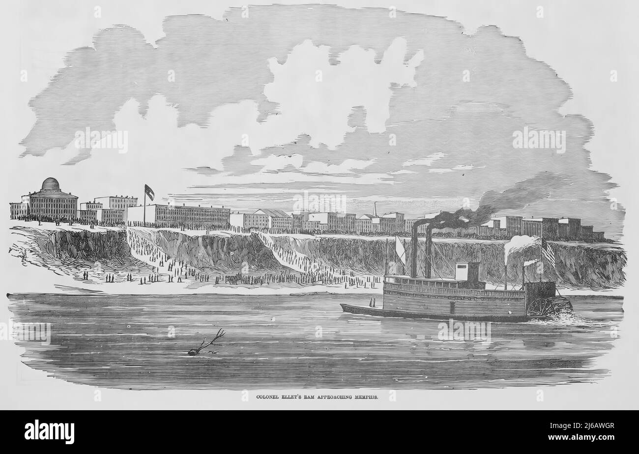 Colonel Charles Ellet Jr.'s Ram Fleet Approaching Memphis, First Battle ...