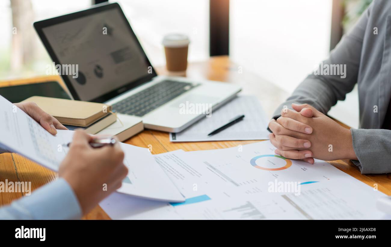 Business negotiation concept the male chattel dealer showing his ...