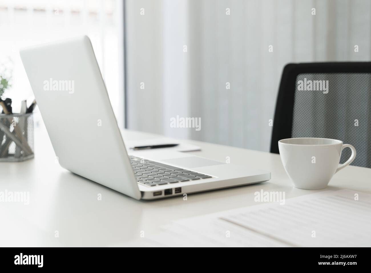 Modern office concept, Modern and simple business office desk setup ...