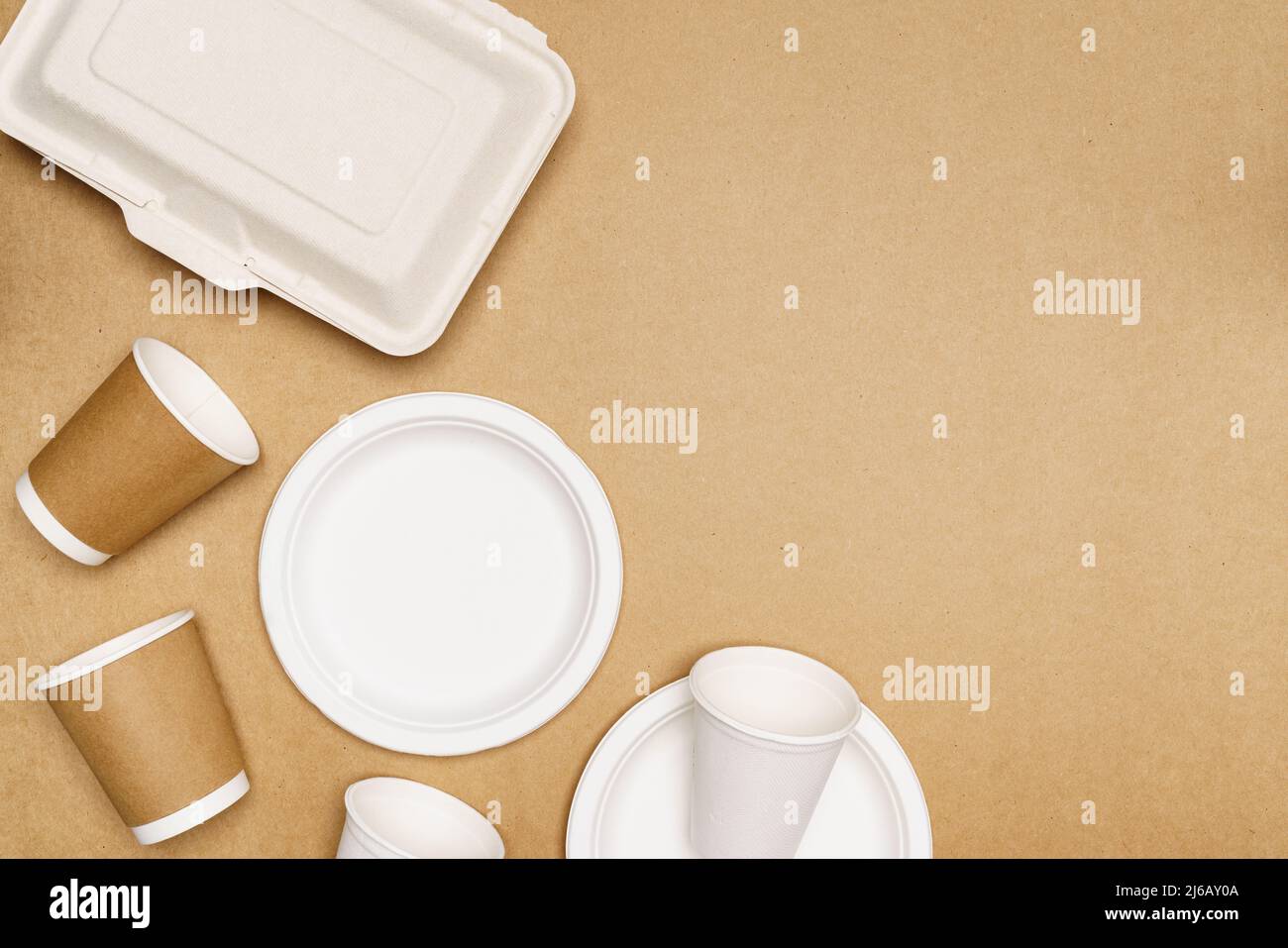 Eco friendly concept, Food container consist of box plate and paper cup ...