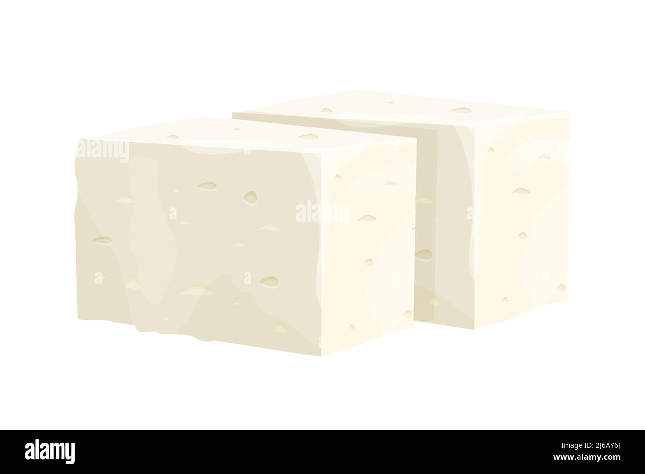 Feta cheese piece in cartoon style detailed ingredient isolated on ...