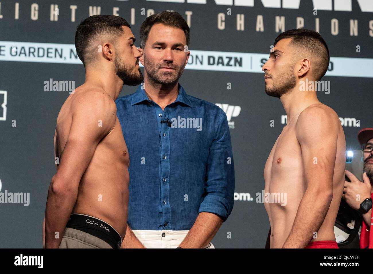 New York, USA. 29th Apr, 2022. Reshat Mati and Joe Eli Hernandez during ...