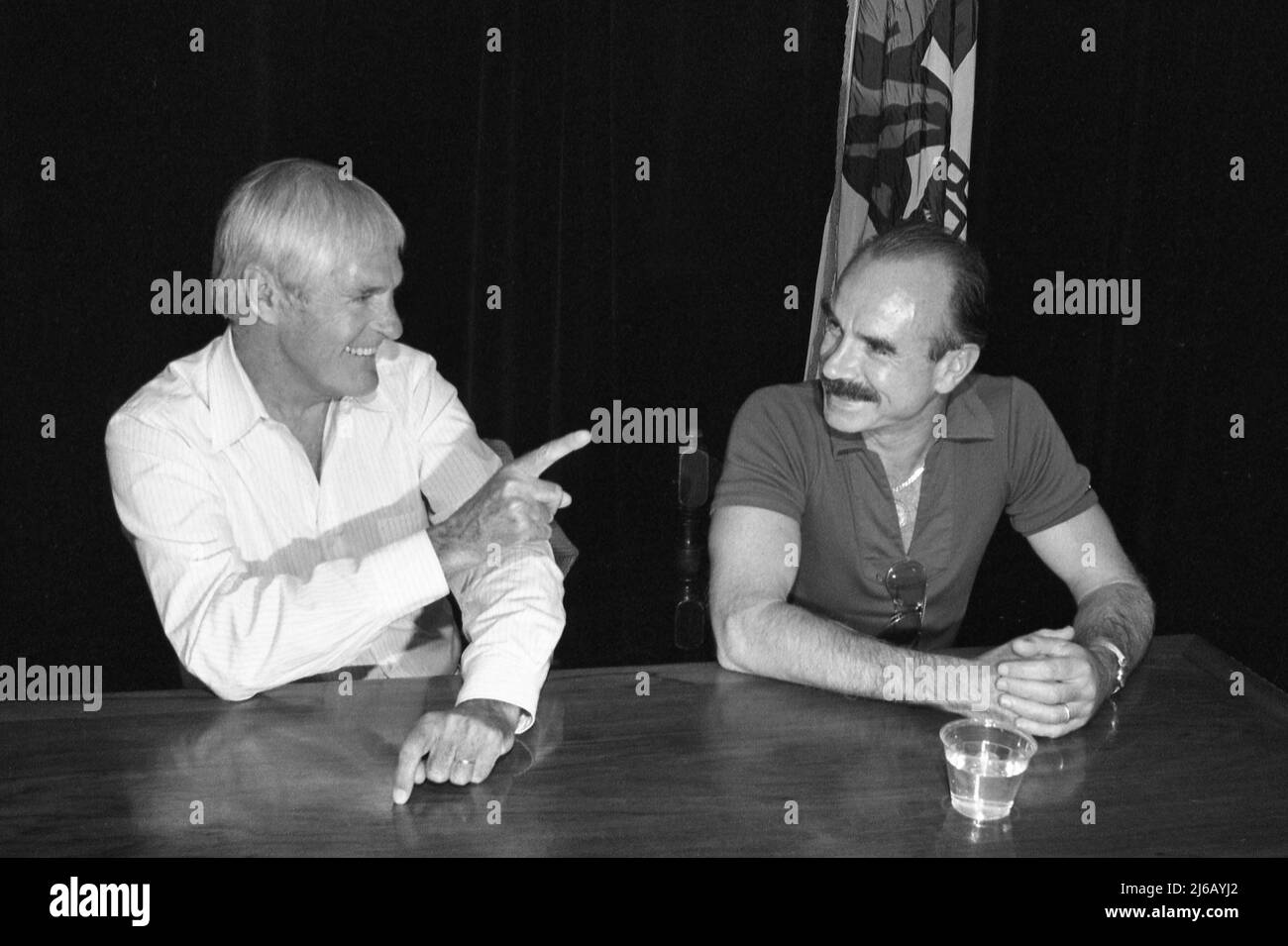 Timothy Leary and G. Gordon Liddy at a press conference for Timothy ...
