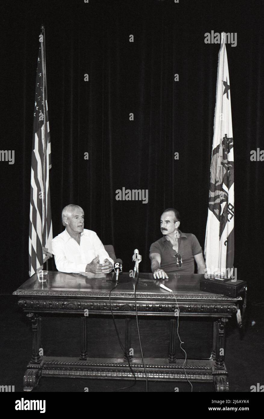 Timothy Leary and G. Gordon Liddy at a press conference for Timothy ...