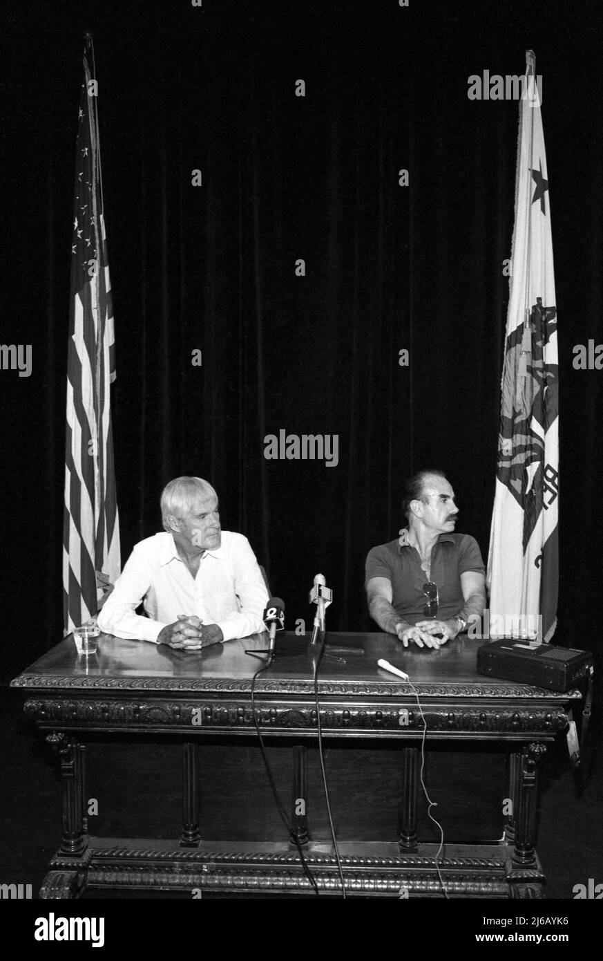 Timothy Leary and G. Gordon Liddy at a press conference for Timothy ...