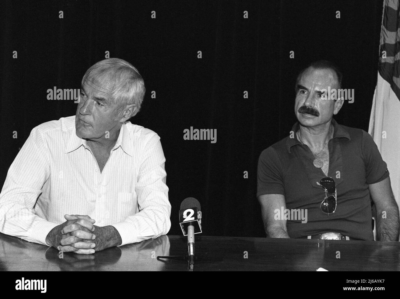Timothy Leary and G. Gordon Liddy at a press conference for Timothy ...