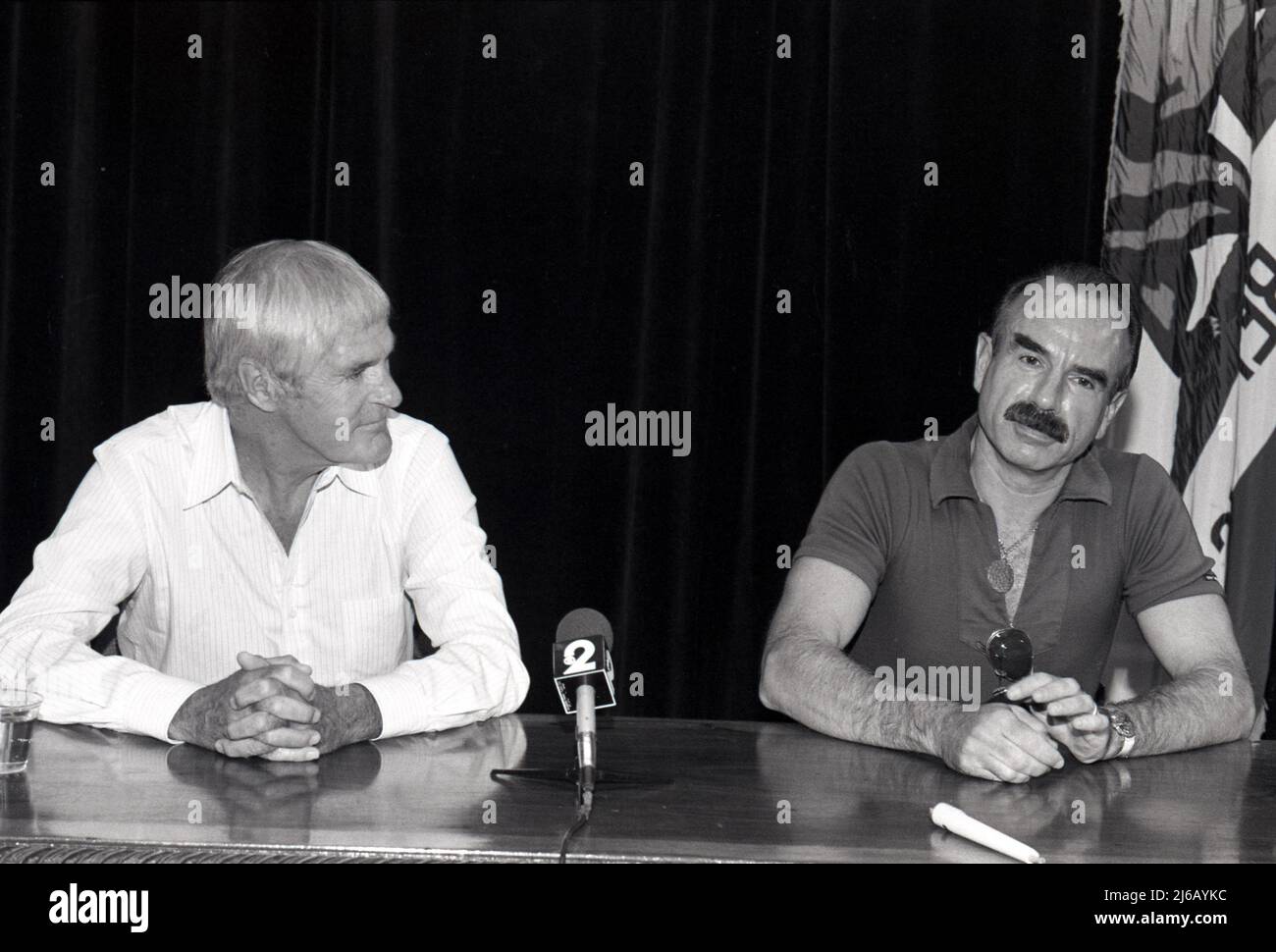 Timothy Leary and G. Gordon Liddy at a press conference for Timothy ...