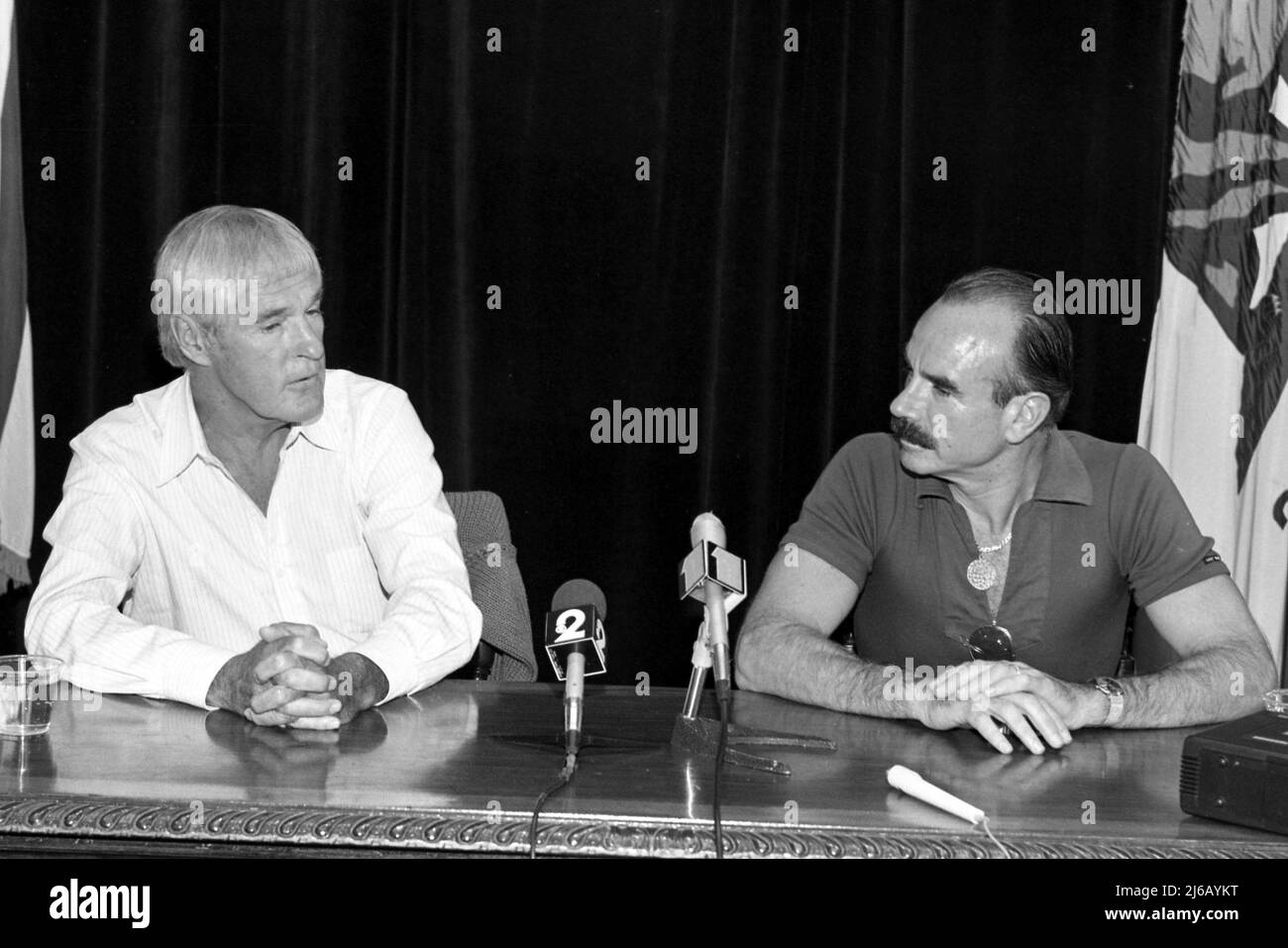 Timothy Leary and G. Gordon Liddy at a press conference for Timothy ...