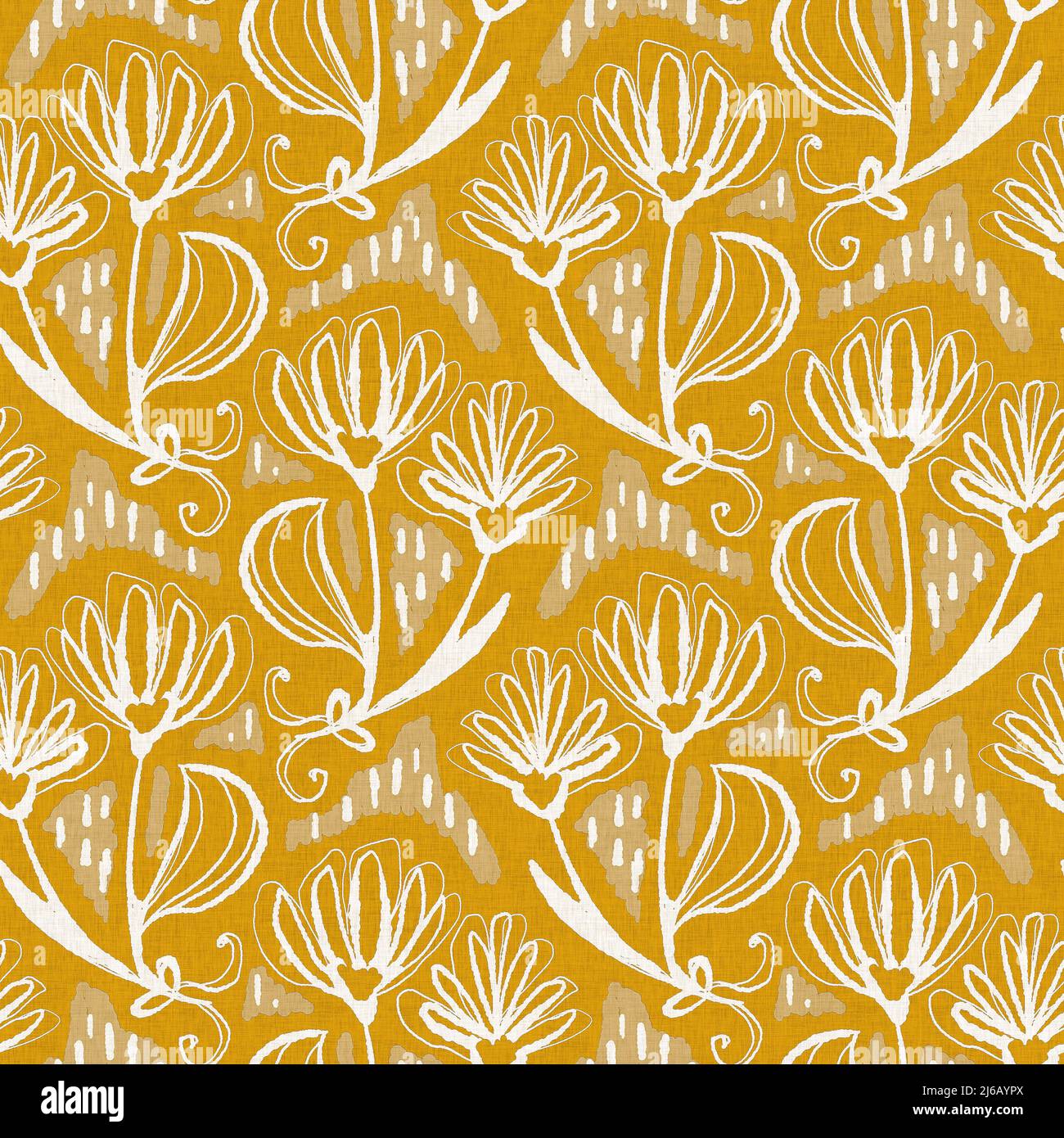 Gender neutral flower seamless raster background. Simple whimsical 2 ...