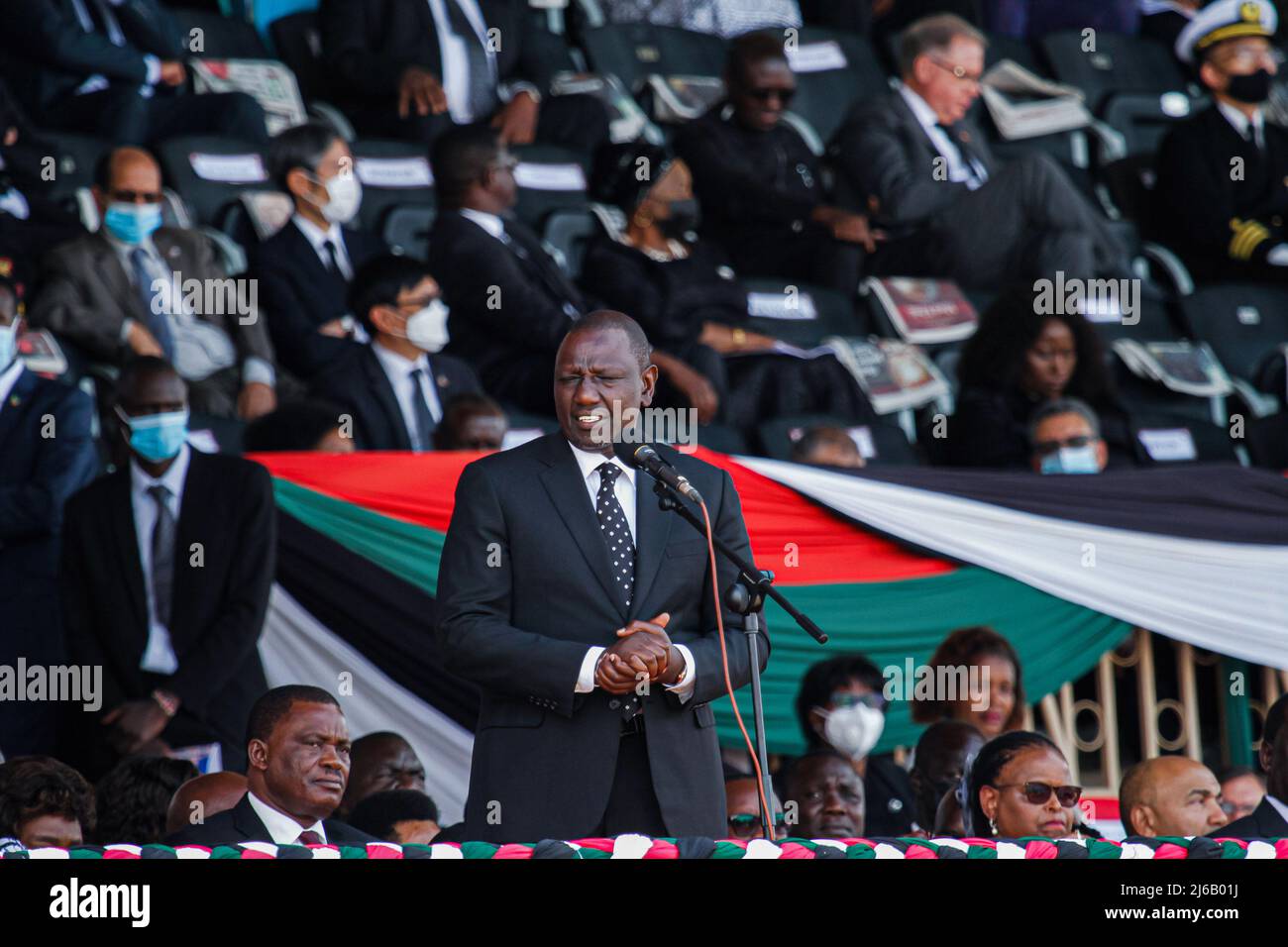 Kenyan Deputy President William Ruto (C) speaks during a memorial ...