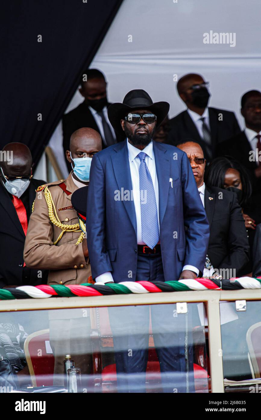 South Sudan's President Salva Kiir seen during a memorial service of the late Mwai Kibaki at the ...