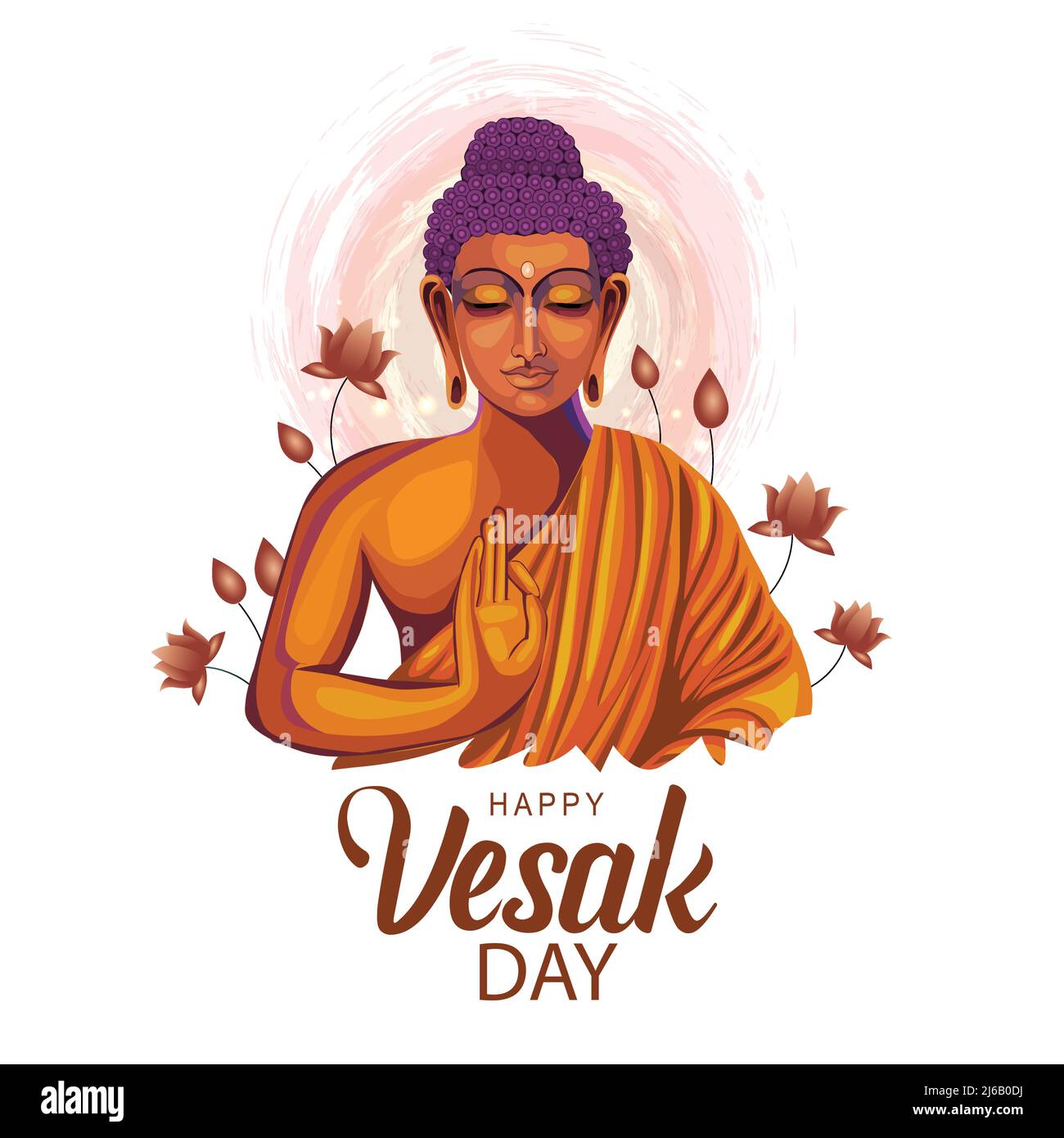 Happy Vesak Day Budha Purnima With white Background Silhouette Vector ...