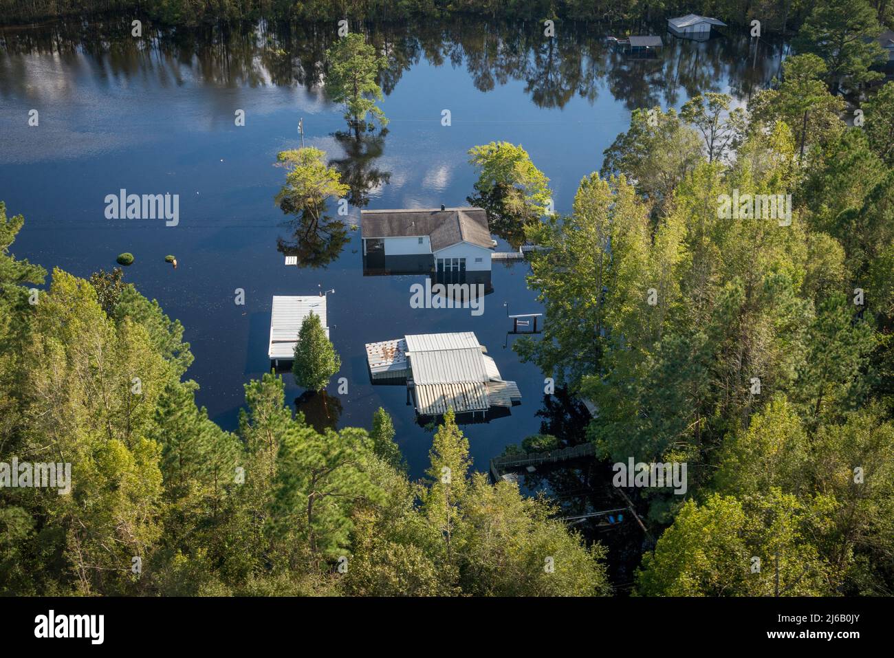 Bladen County, NC, September 18, 2018 -- Aerial view of the flooding ...