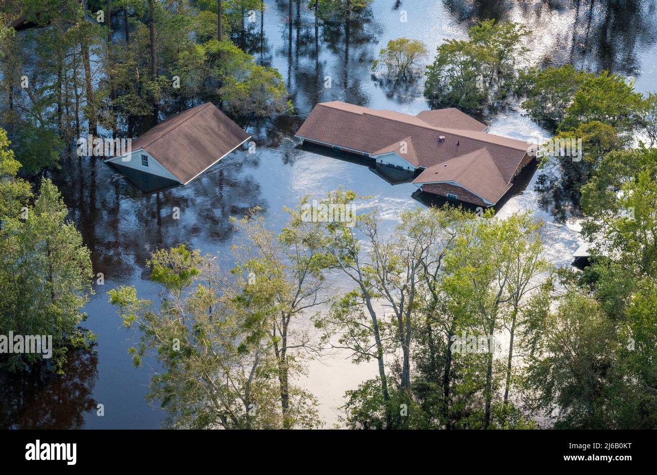 Bladen County, NC, September 18, 2018 -- Aerial view of the flooding ...