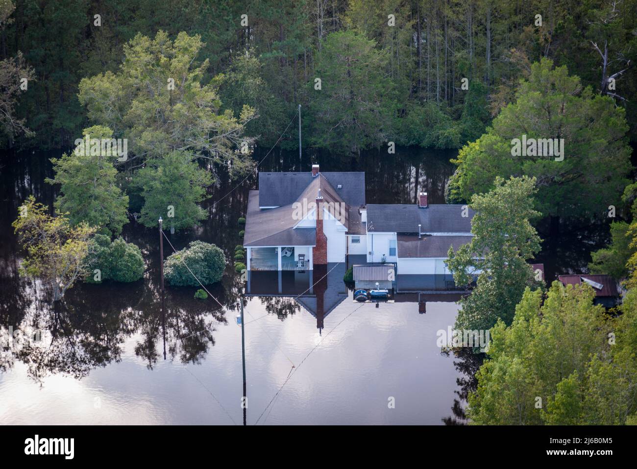 Bladen County, NC, September 18, 2018 -- Aerial view of the flooding ...