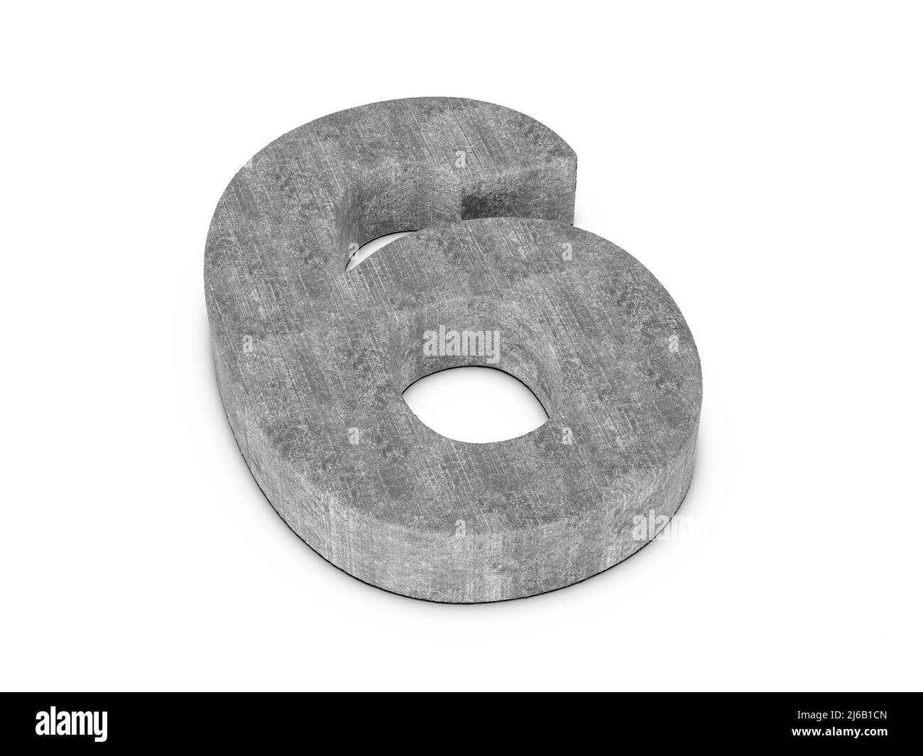 Concrete number six on a white background. 3d illustration Stock Photo ...