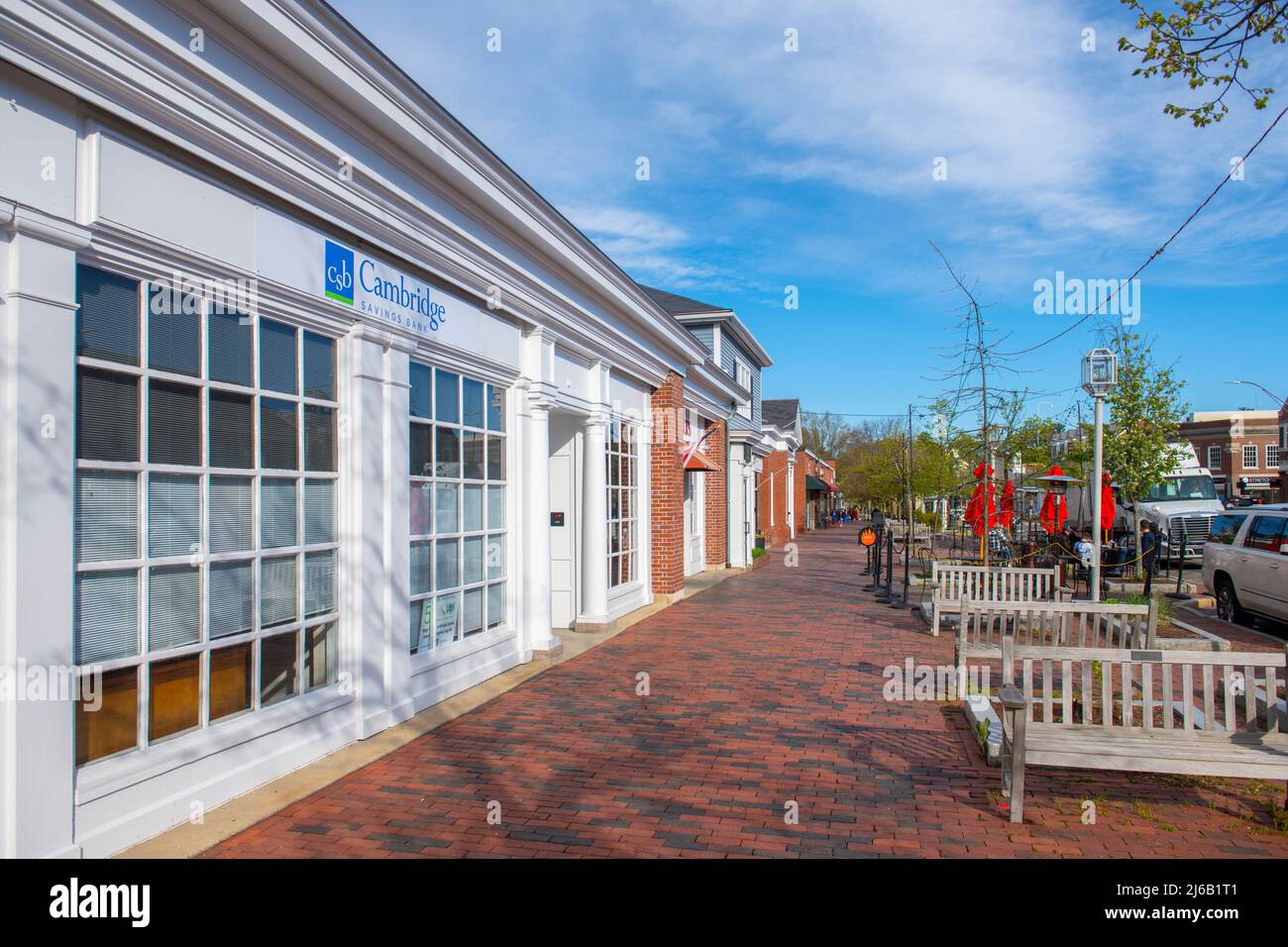Historic commercial buildings on Massachusetts Avenue in historic town ...