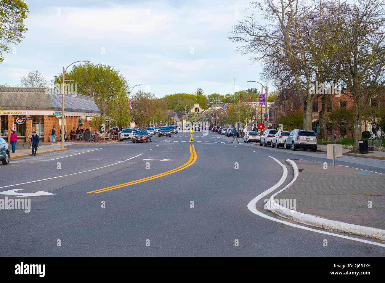 Historic commercial buildings on Massachusetts Avenue in historic town ...