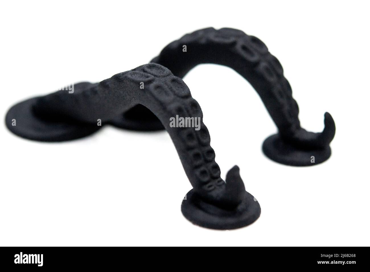 Models printed on 3D printer. Black objects printed on 3D printer made ...