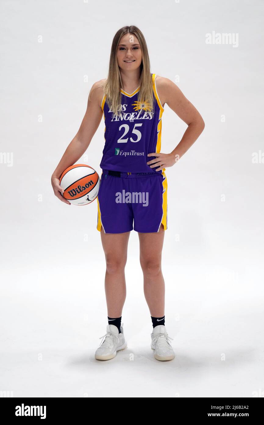 Los Angeles Sparks guard Amy Atwell (25) poses during media day ...