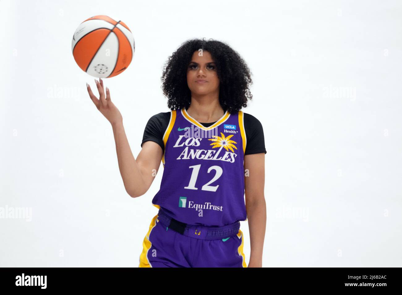 Los angeles sparks guard rae burrell 12 poses media day hi-res stock ...