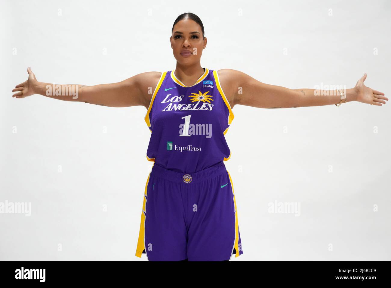 Los Angeles Sparks center Liz Cambage (1) poses during media day ...