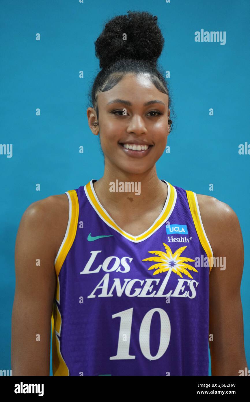 Los Angeles Sparks center Olivia Nelson-Ododa (10) poses during media ...