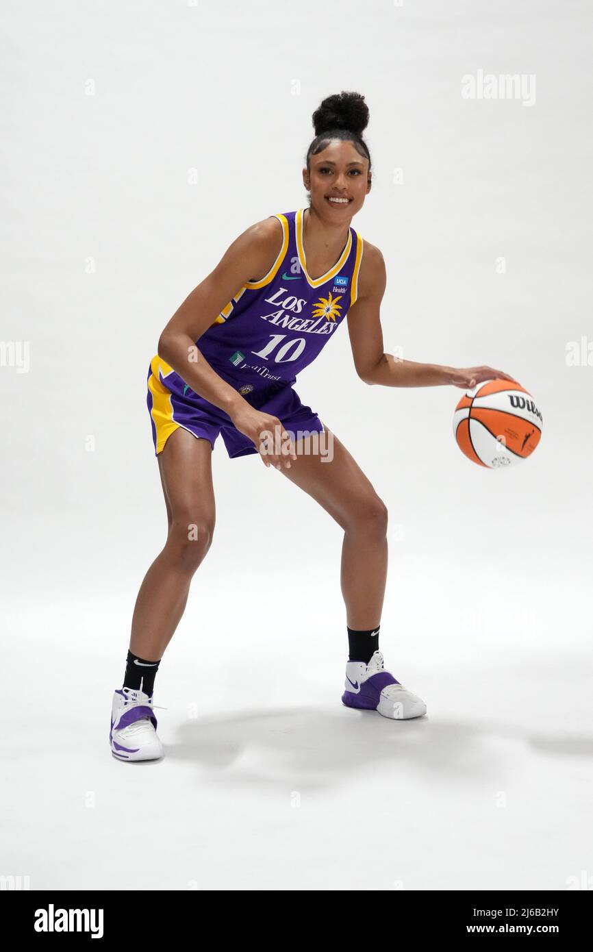 Los Angeles Sparks center Olivia Nelson-Ododa (10) poses during media ...