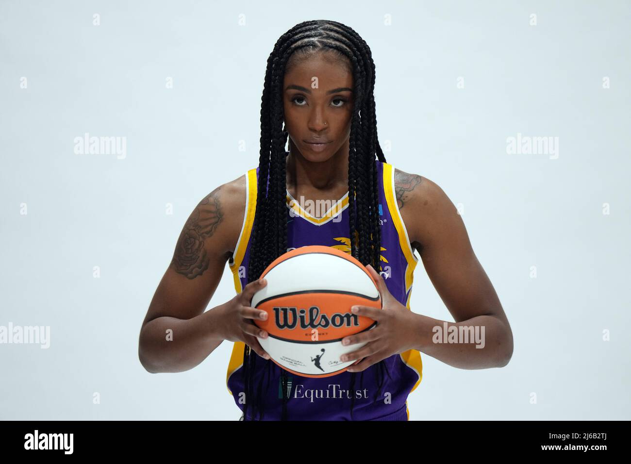 Los Angeles Sparks forward Jasmine Walker (40) poses during media day ...