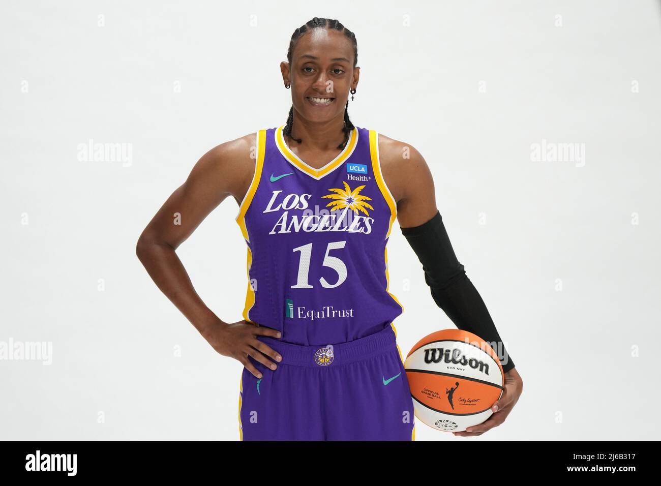 Los Angeles Sparks guard Brittney Sykes (15) poses during media day ...
