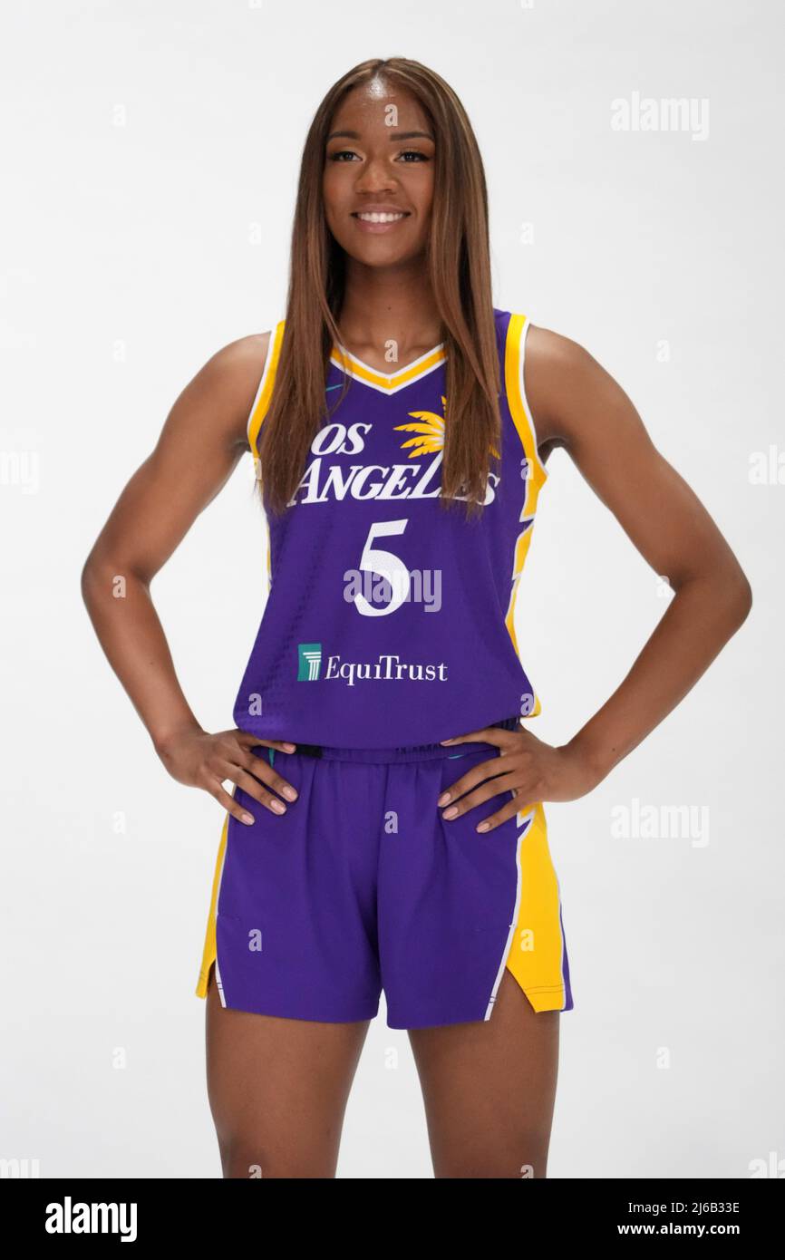 Los Angeles Sparks guard Kianna Smith (5) poses during media day ...