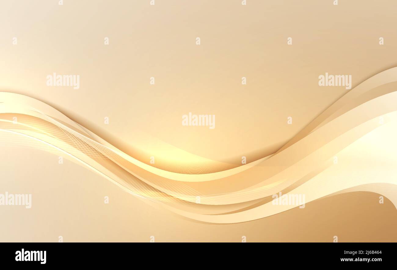 Abstract Gold Waves. Shiny golden moving lines design element for ...