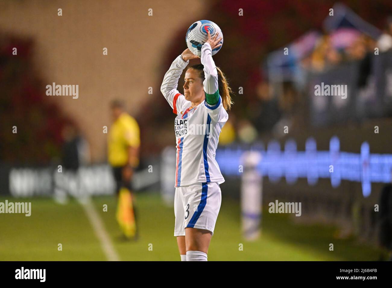 April 23, 2022: OL Reign defender Lauren Barnes (3) throws the ball ...