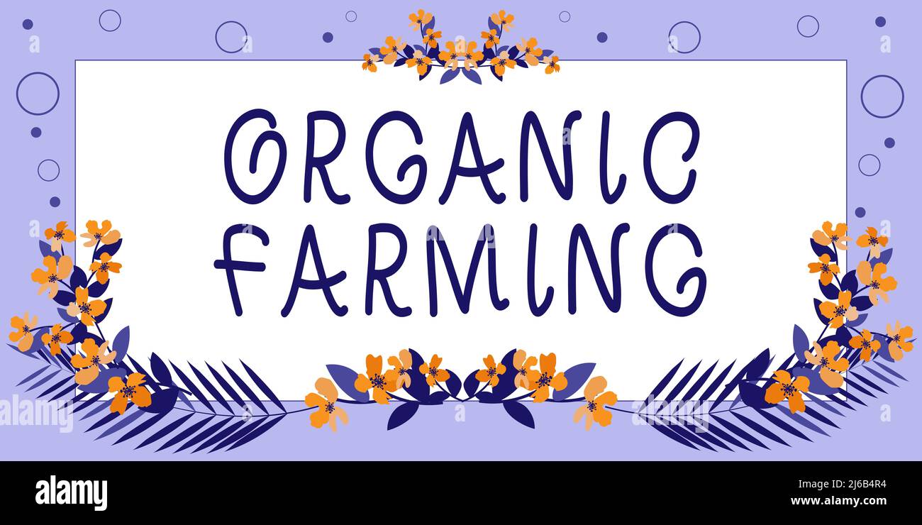 Conceptual display Organic Farming. Word Written on an integrated ...