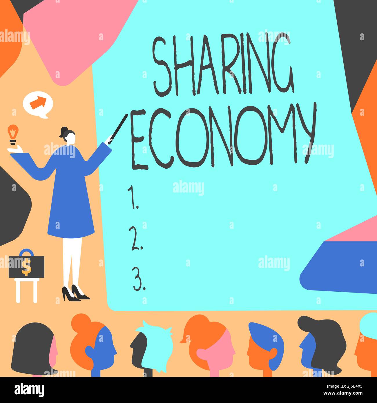 Conceptual caption Sharing Economy. Business overview economic model ...