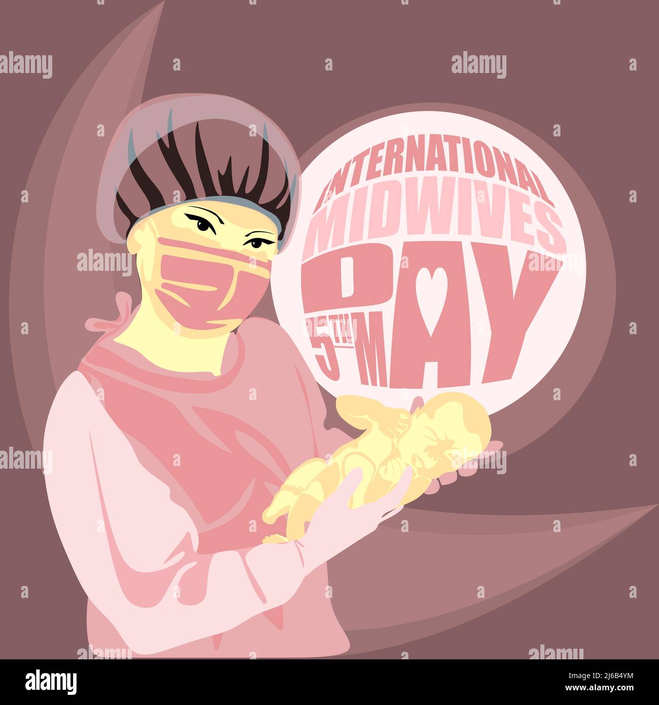 Asian female happy smiling beautiful nurse carefully holding newborn ...