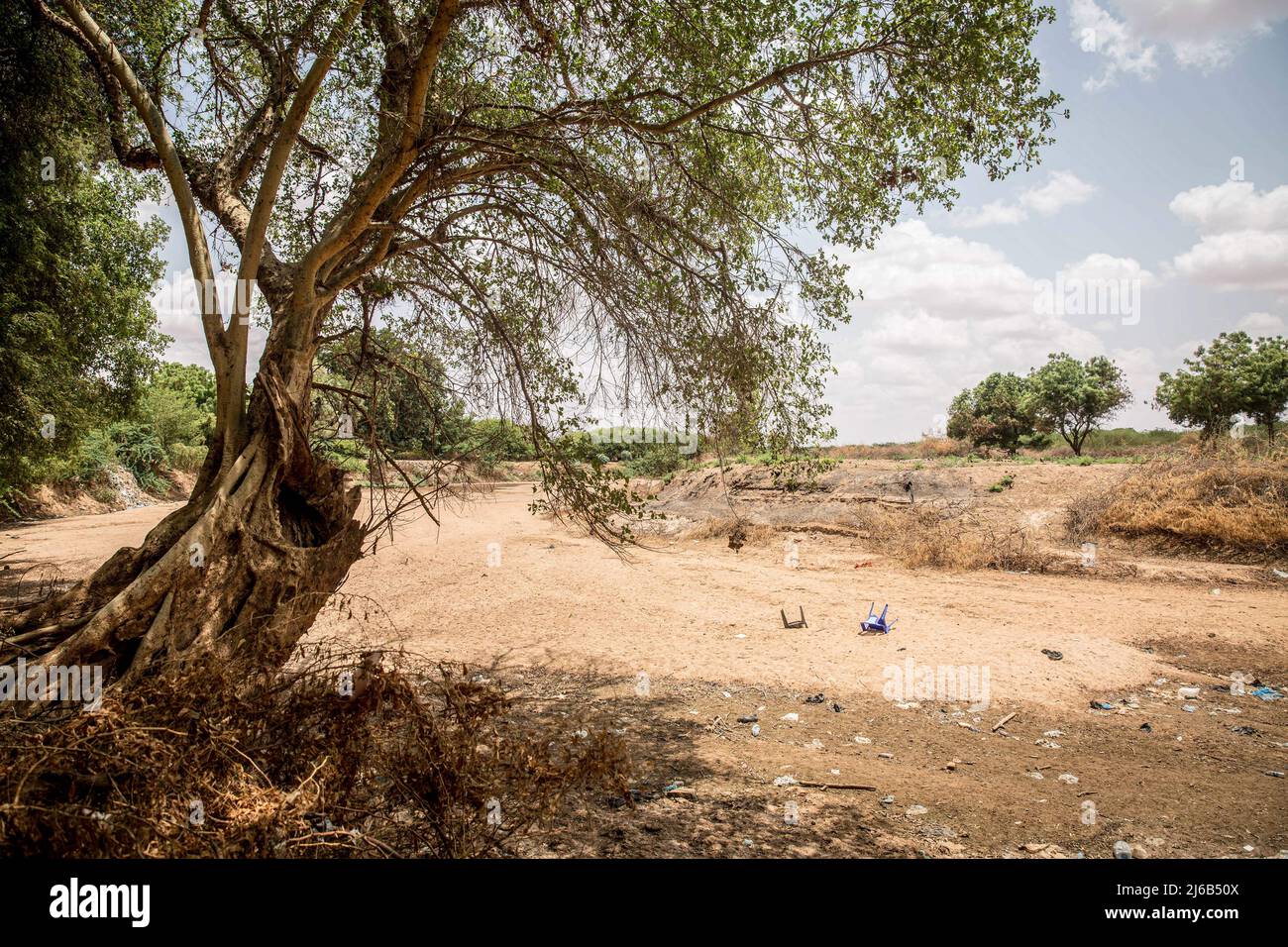 April 12, 2022, Dollow, Jubaland, Somalia: The dried up Jubba river in ...