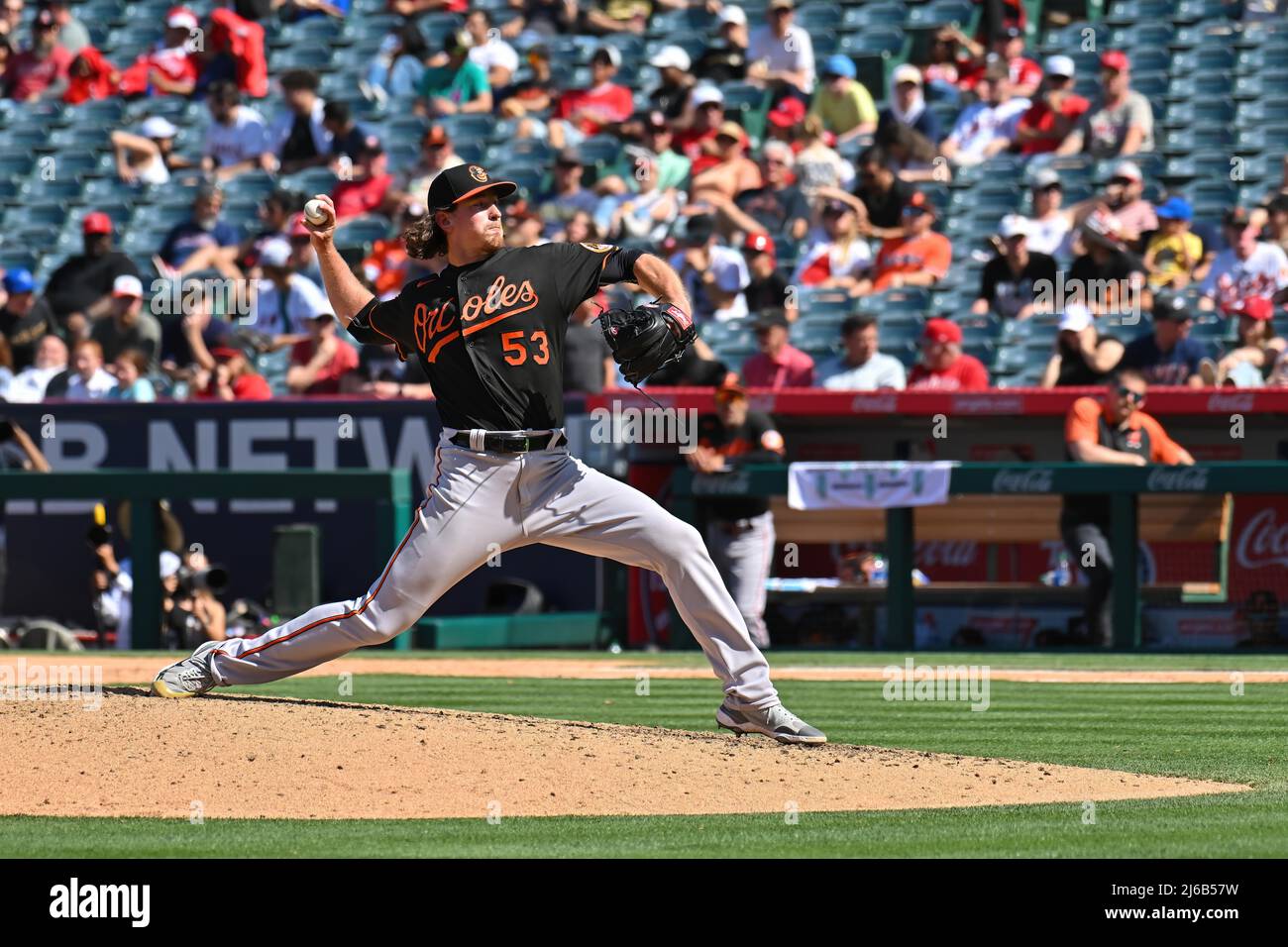 April 24, 2022: Baltimore Orioles pitcher Mike Baumann (53) during a ...