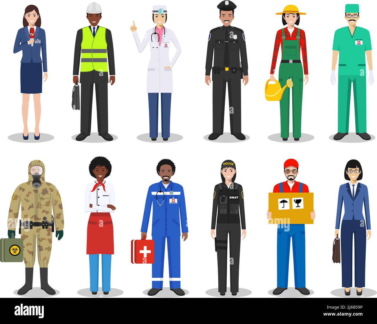 People occupation characters set in flat style isolated on white ...