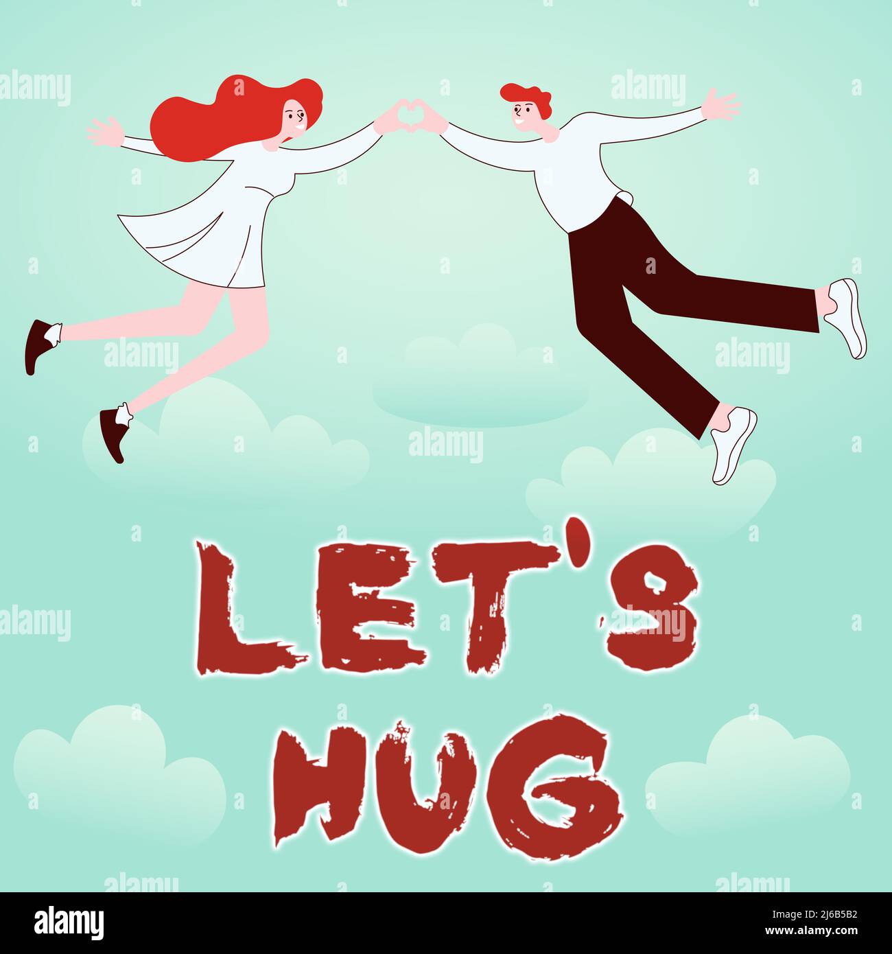 Handwriting text LETS HUG. Concept meaning Cuddle between two lovers ...