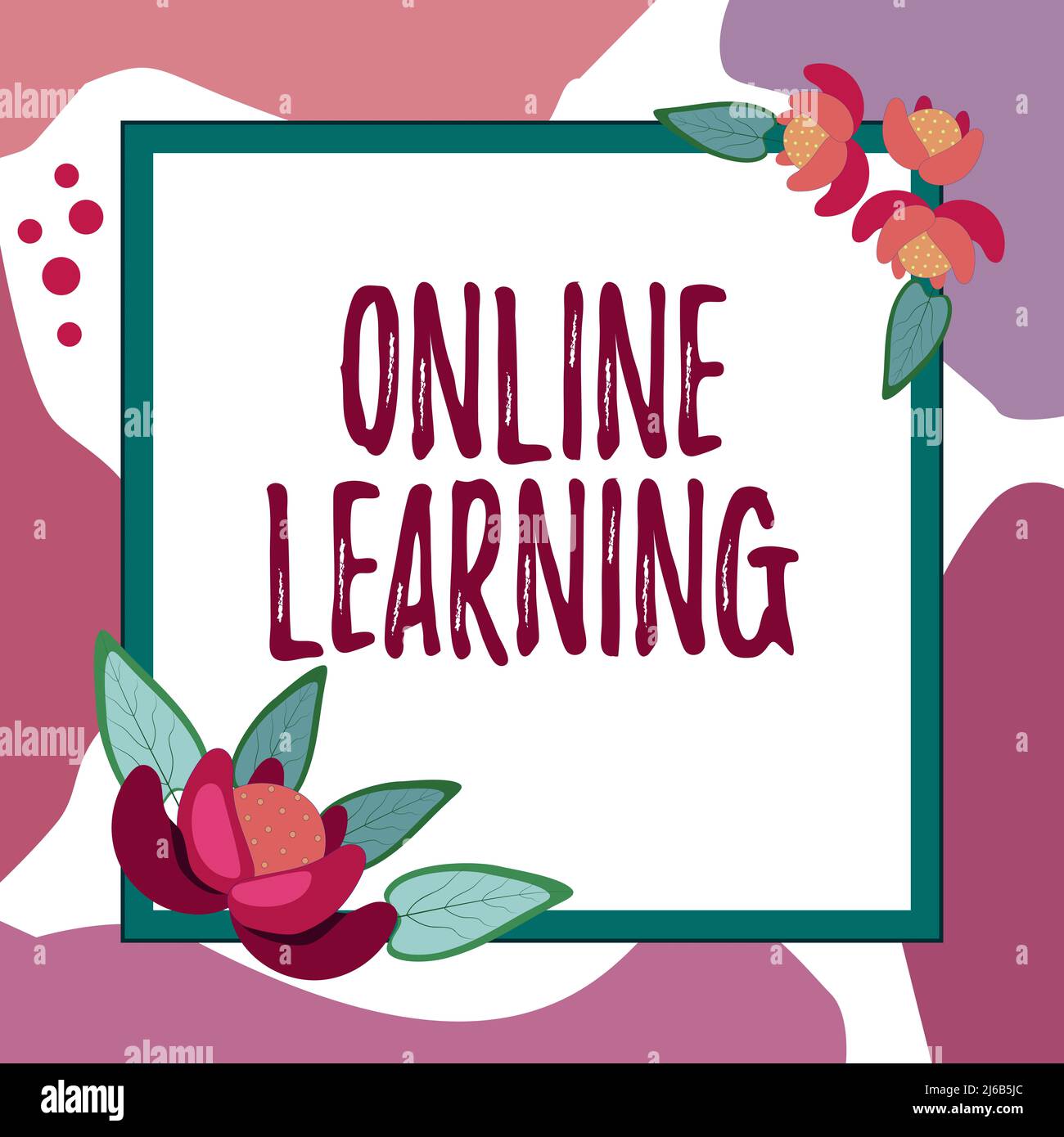 Text caption presenting Online Learning. Business showcase Larning with ...